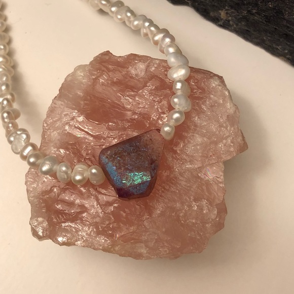 AlphaVariable | Jewelry | Alphavariable Pink Muscovite Pearl Necklace ...